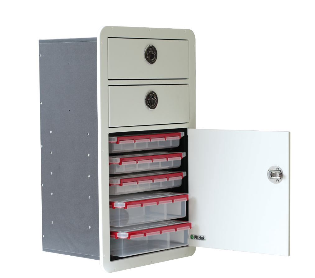 Boat Tackle Cabinet, 2 Drawer & Tackle Tray Combo Wide